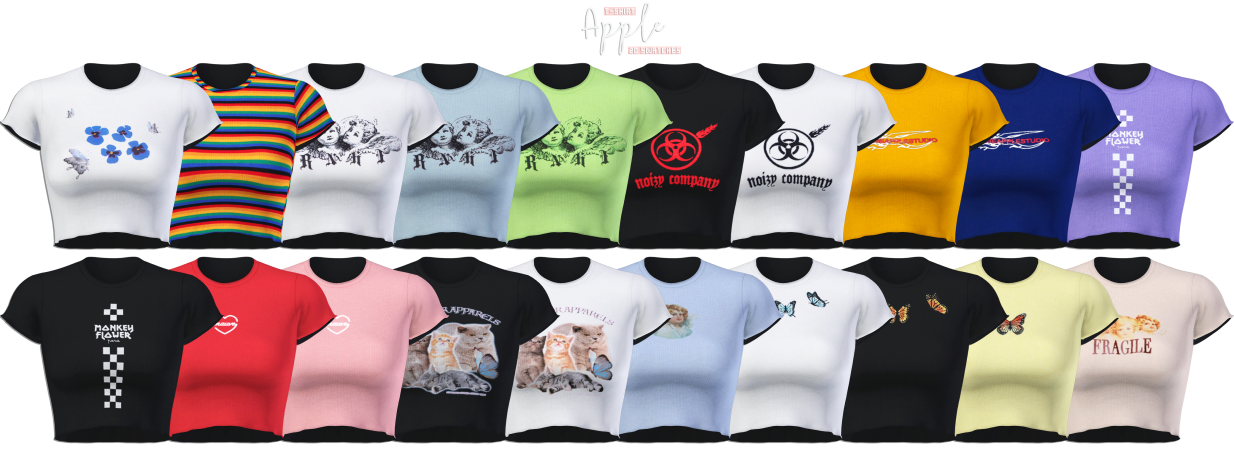 Женская футболка apple - загрузить для Симс 4