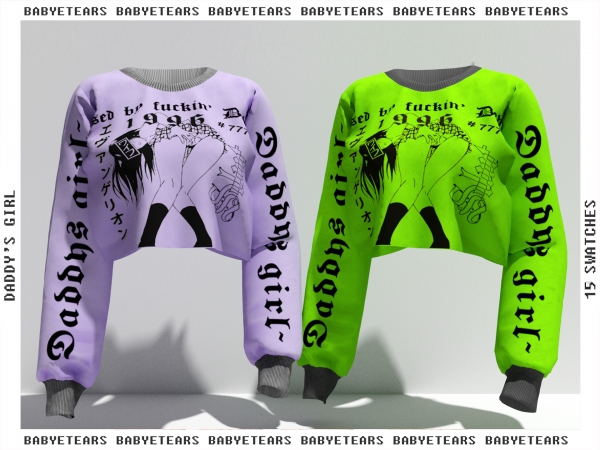 Женский топ daddy's girl - загрузить для Симс 4