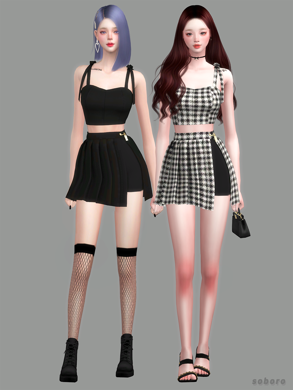 Образ Ribbon Strap Top + CHANEL Brooch Skirt - загрузить для Симс 4