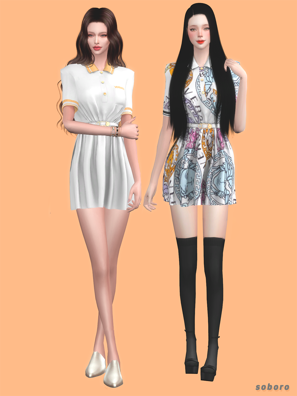 Платье Versace Viscose Sablé Mini - загрузить для Симс 4