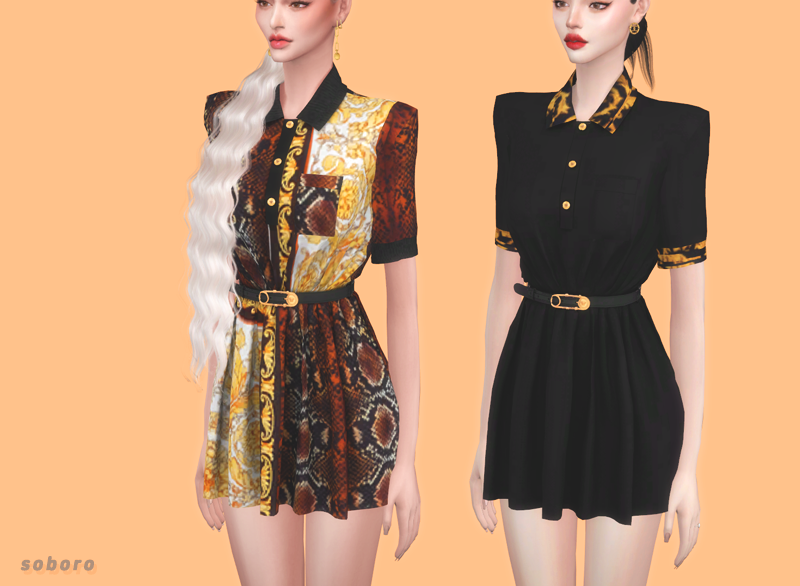 Платье Versace Viscose Sablé Mini - загрузить для Симс 4