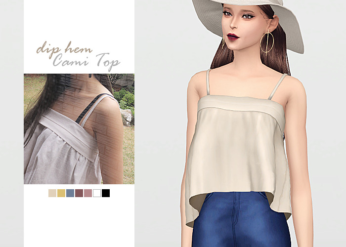 Топ Dip Hem Cami - загрузить для Симс 4