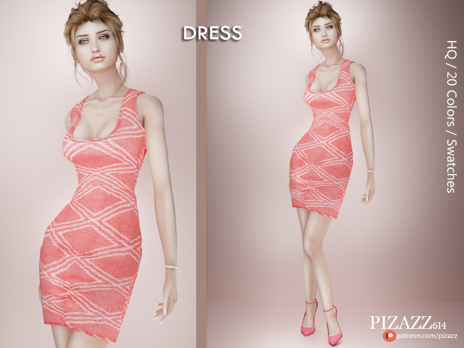 Crossover Pattern Dress - загрузить для Симс 4