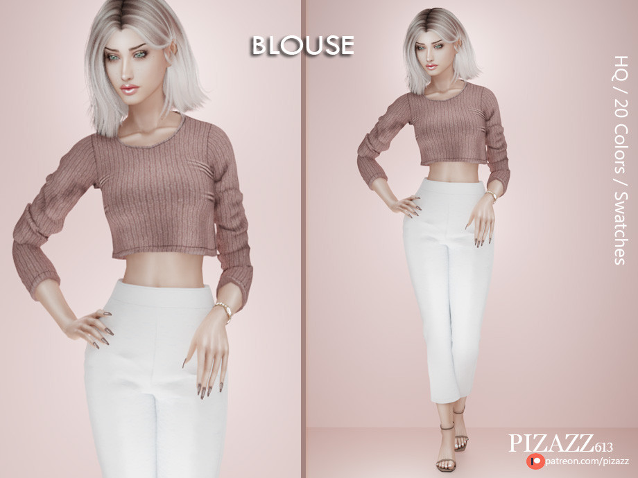 Ribbed Long Sleeve Top - загрузить для Симс 4