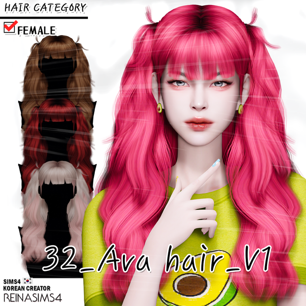 Ava hair_V1 - загрузить для Симс 4