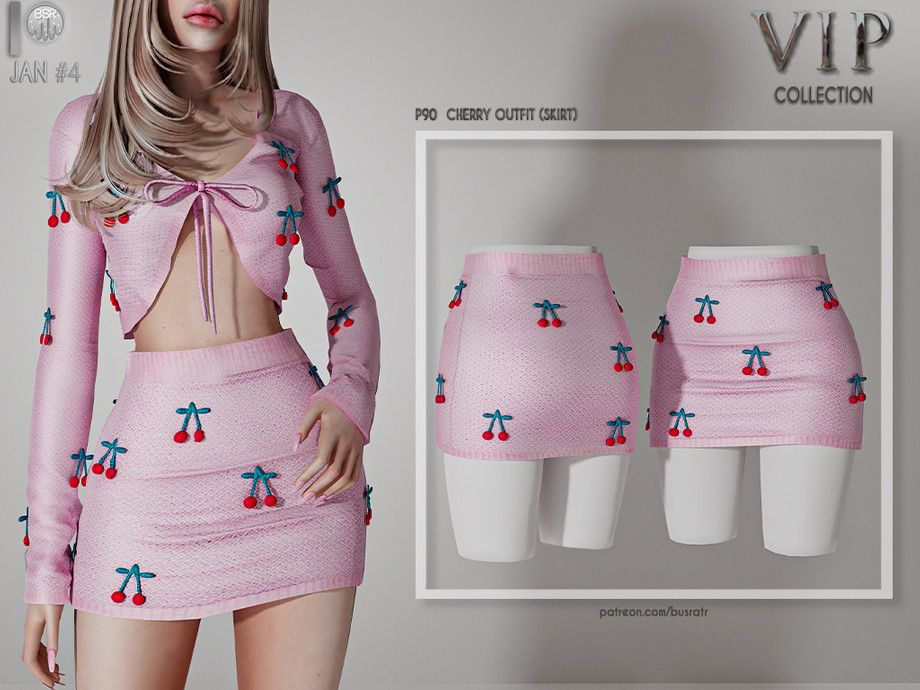 CHERRY OUTFIT (SKIRT) P90 - загрузить для Симс 4