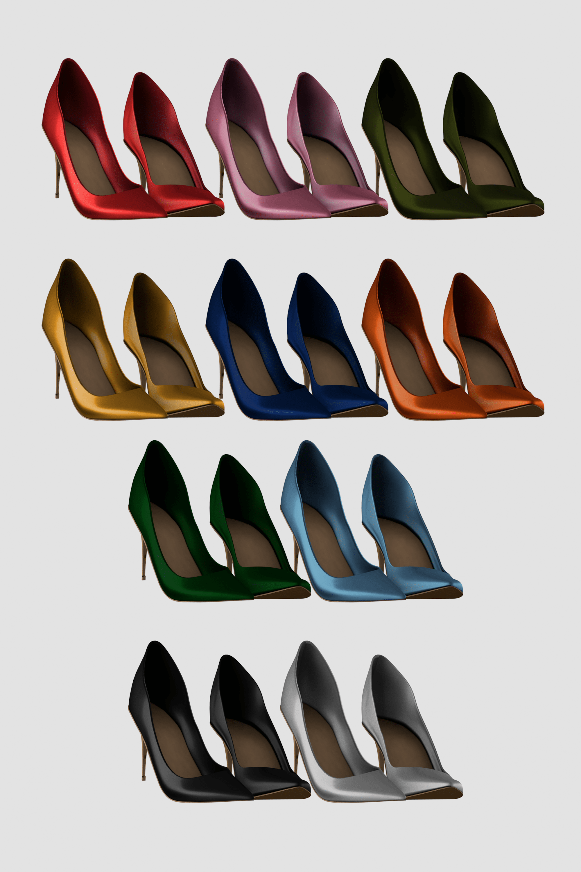 Pointed Satin Pumps - загрузить для Симс 4