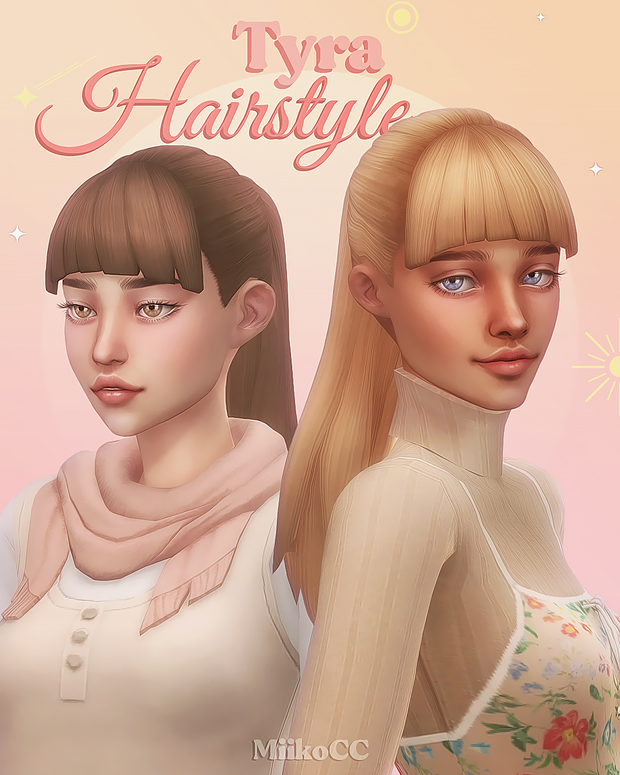 Tyra hair - загрузить для Симс 4
