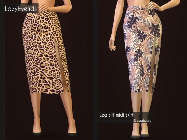 leg slit midi skirt - загрузить для Симс 4
