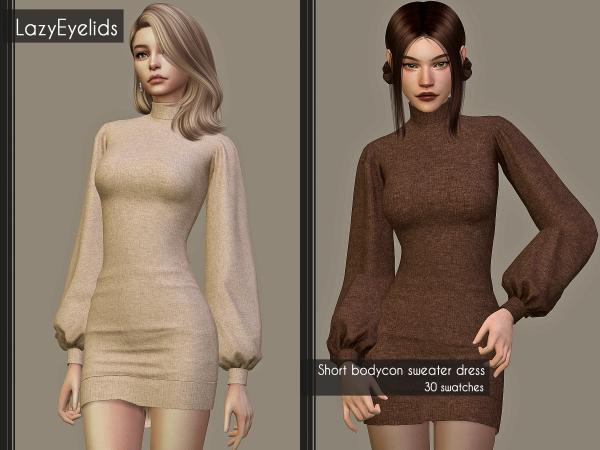 short bodycon sweater dress - загрузить для Симс 4
