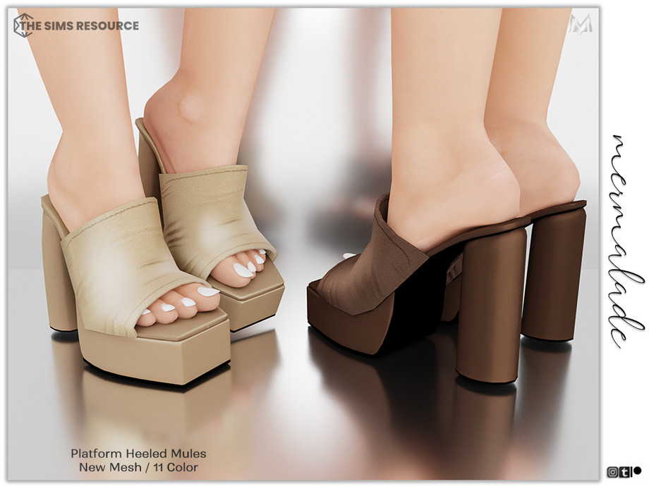 Platform Heeled Mules S61 - загрузить для Симс 4