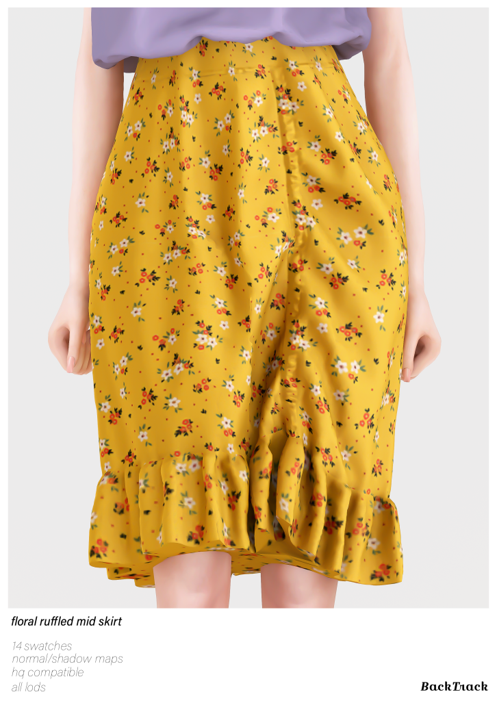 Floral Ruffled Mid Skirt - загрузить для Симс 4