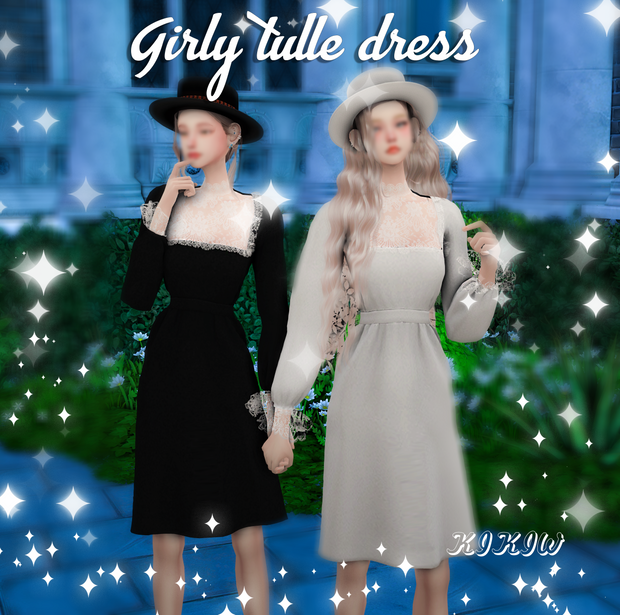 Girly tulle dress - загрузить для Симс 4
