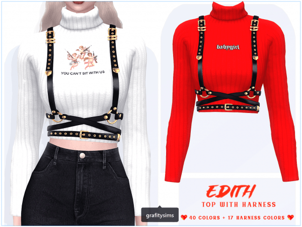 edith top with harness - загрузить для Симс 4
