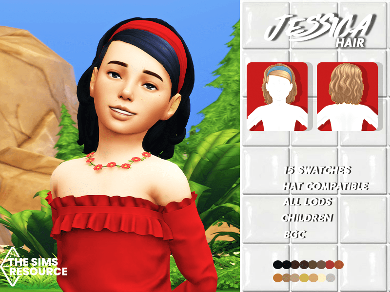 Jessica Hair Child - загрузить для Симс 4