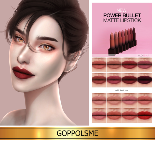 HUDA BEAUTY POWER BULLET MATTE LIPSTICKS - загрузить для Симс 4 HUDA BEAUTY POWER BULLET MATTE LIPSTICKS - загрузить для Симс 4