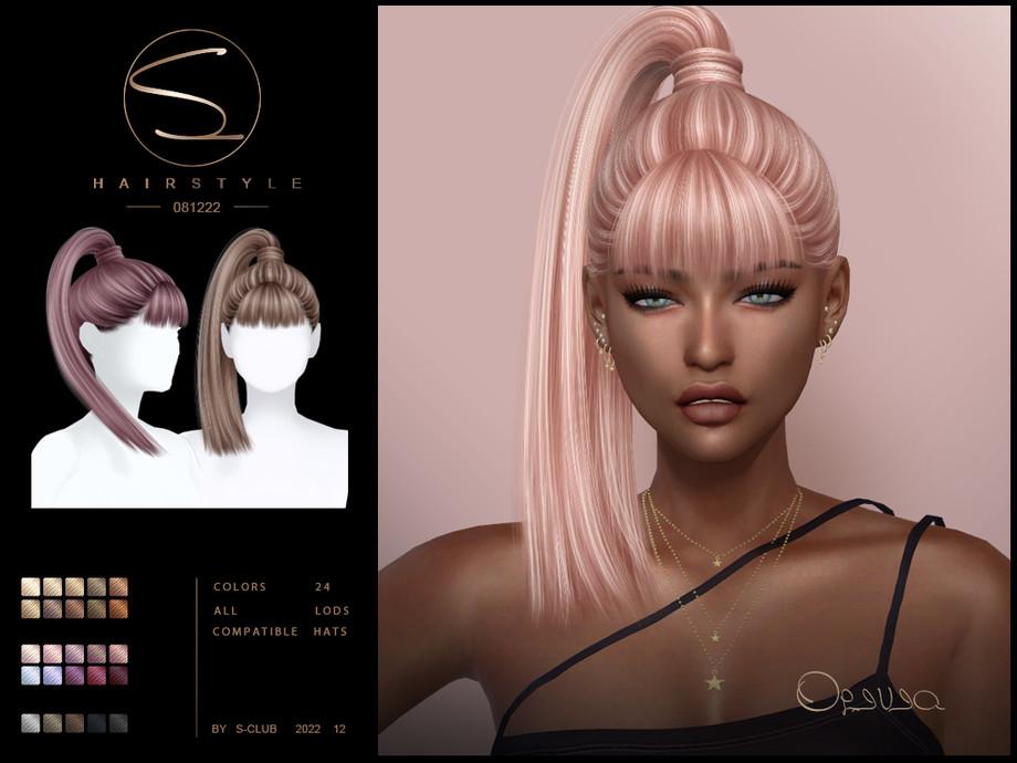 Straight ponytail with bangs hairstyle(OLIVIA081222) - загрузить для Симс 4