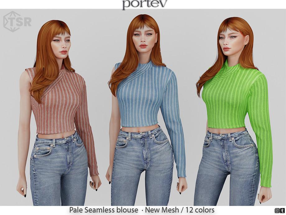 Pale Seamless blouse - загрузить для Симс 4
