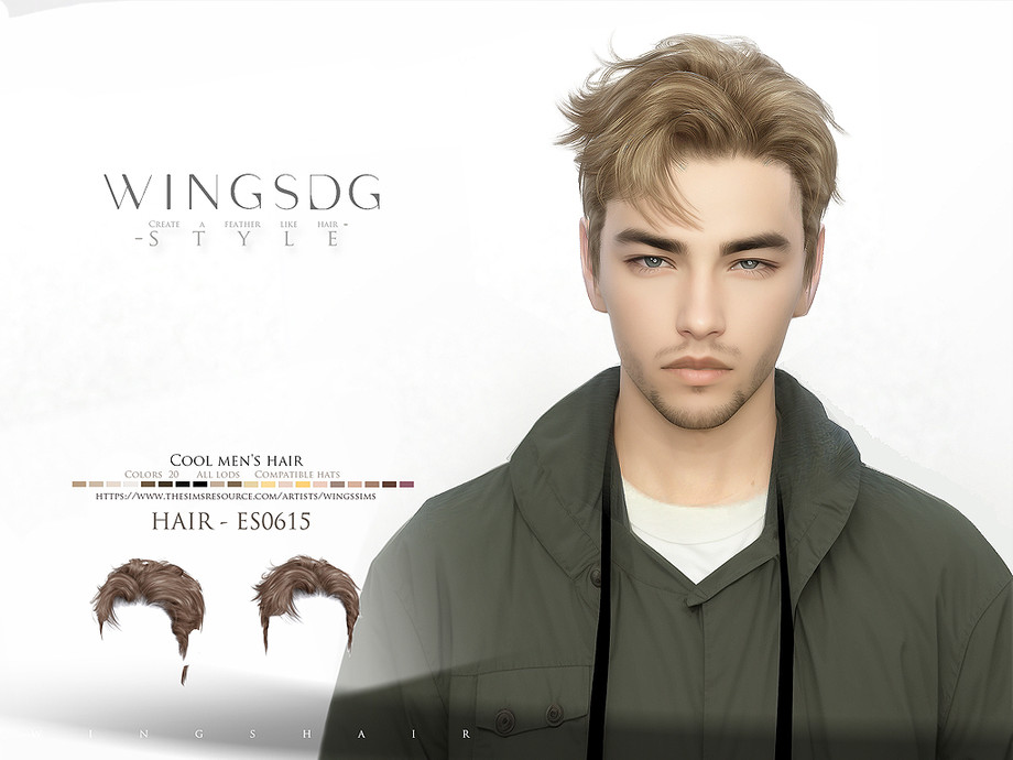 WINGS-ES0715-Cool men's hair - загрузить для Симс 4