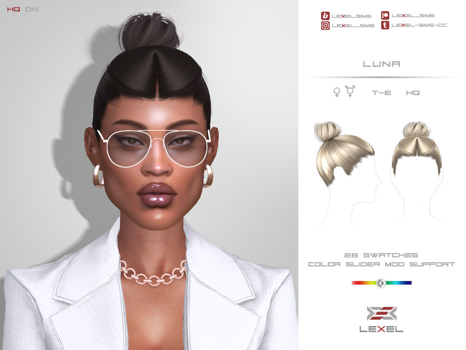 Луна (прическа) - загрузить для Симс 4