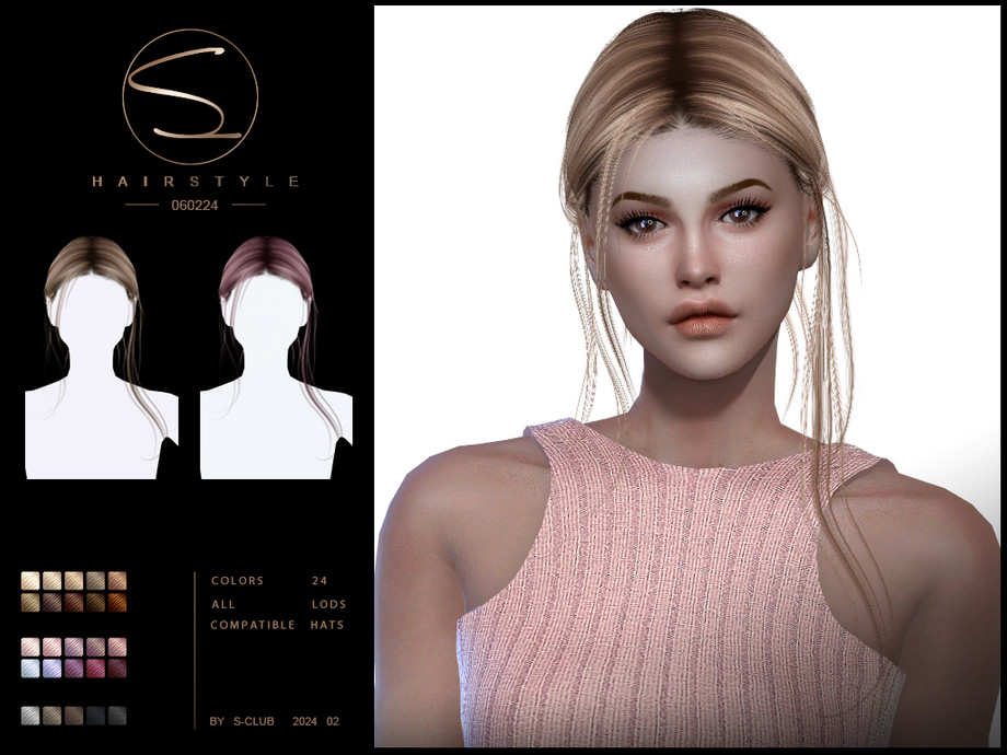 Прическа Naturel updo hair 060224 - загрузить для Симс 4