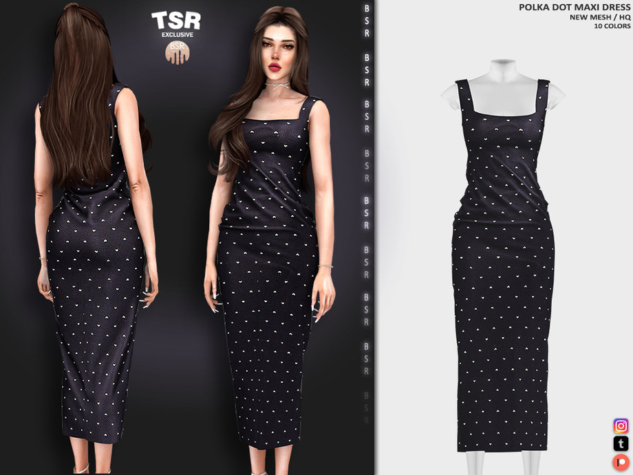 ПЛАТЬЕ МАКСИ В ГОРОШЕК Bd1239 загрузить для Симс 4