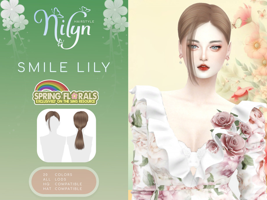 Прическа SMILE LILY - загрузить для Симс 4
