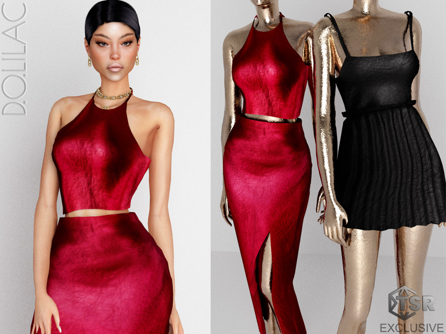 Топ Satin Halter Top Set DO0387 - загрузить для Симс 4