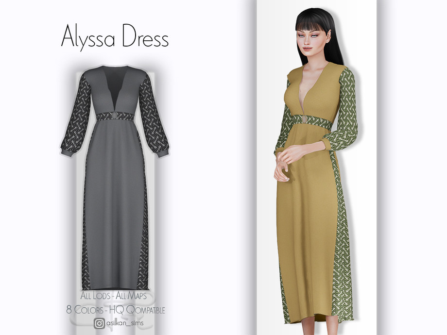 Платье Alyssa Dress Acn 465 загрузить для Симс 4